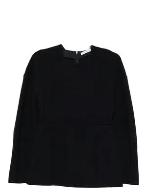Max Mara Crew Neck Sweater In Wool And Cotton - Blue
