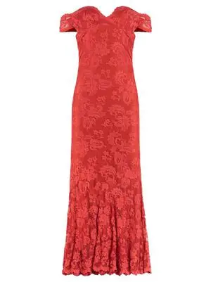 BALENSI Long Lace Dress With Heart-Shaped Neckline