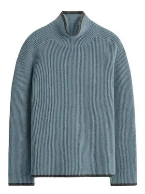 Cos Contrast-tipped Merino Wool-yak Sweater - Blue