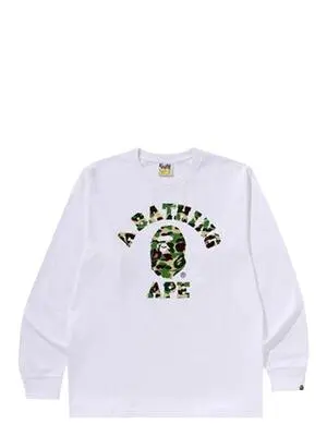 A BATHING APE Abc Camo College Long-sleeve Tee - White