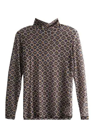 Dries Van Noten Geometric Patterned Turtleneck Top - Brown