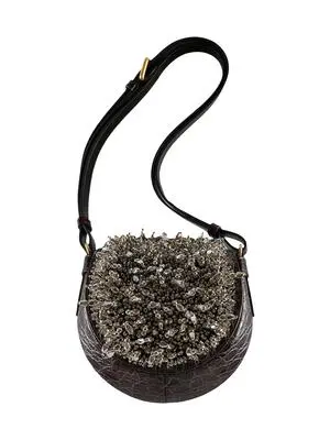 Dries Van Noten Beaded Embellished Shoulder Bag - Silver