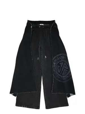 Jean Paul Gaultier Laurier Stamp Jogging Pants With Detachable Scarf - Black