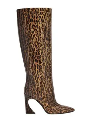 Fendi Arco Leopard-print Snakeskin Knee-high Boots - Beige