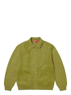 Supreme Woven Leather Zip Up Cardigan - Green