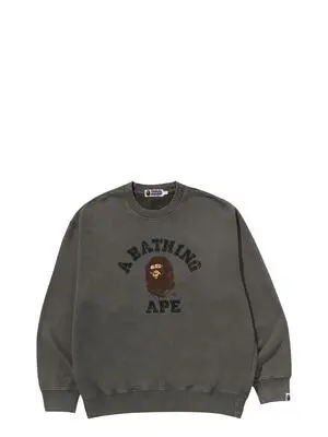 A BATHING APE Garment Dye College Relaxed Fit Crewneck Sweatshirt - Green