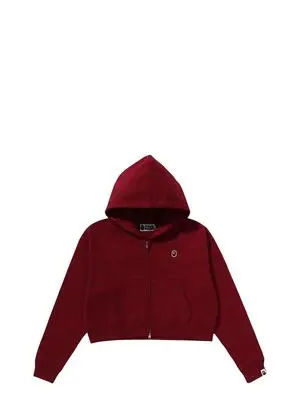 A BATHING APE Pigment Dyed One Point Cropped Zip Hoodie - Red