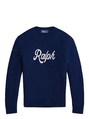 Ralph Lauren Crewneck Logo-motif Wool And Alpaca Jumper - Blue
