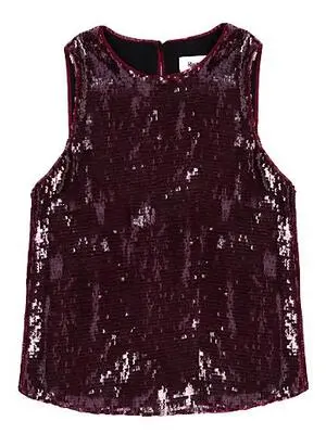 RO&ZO Sequin-embellished Sleeveless Top - Wine