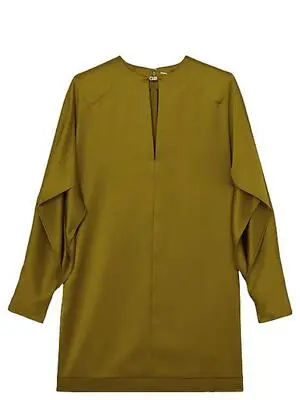 REISS Turn-lock Long-sleeve Mini Dress - Green