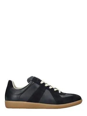 MAISON MARGIELA Replica Panelled Leather Trainers - Navy