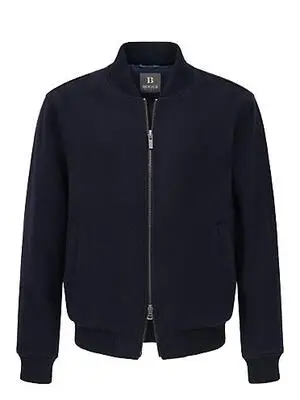 Boggi Milano Wool-blend Brushed Texture Bomber Jacket - Navy Blue