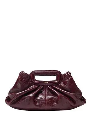 Maje Textured Leather Clutch Bag - Burgundy