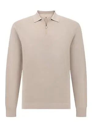 Boggi Milano Tech Half-zip Merino-wool Jumper - Sand