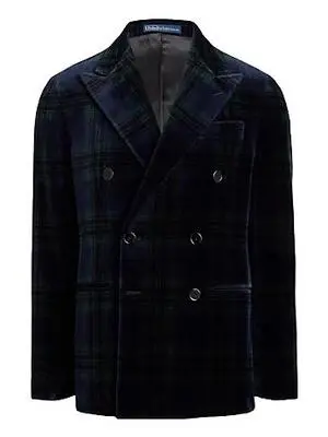 Polo Ralph Lauren Slim-fit Double-breasted Velvet Blazer - Blackwatch Tartan Plaid