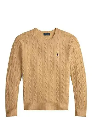 Polo Ralph Lauren Crewneck Cable-Knit Wool And Cashmere Jumper Camel Melange