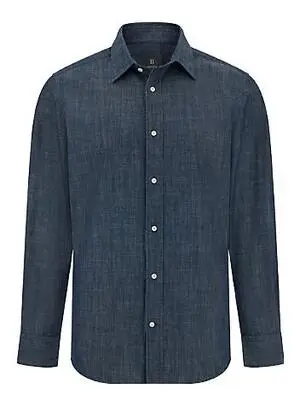 Boggi Milano Regular-fit Cotton Denim Shirt - Dark Blue