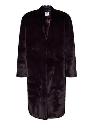Casablanca V-neck Relaxed-fit Faux-fur Coat - Aubergine