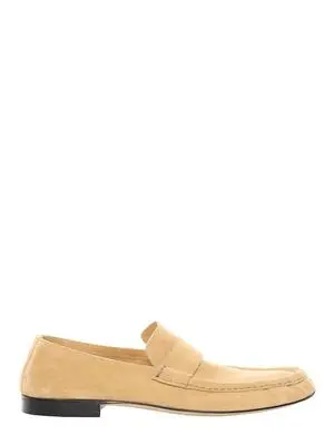 THE ROW Suede Penny Loafers Yellow Linen