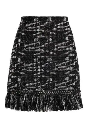 Kobi Halperin Fringe-hem Mélange Mini Skirt - Black/whit