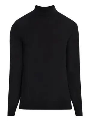 Neiman Marcus Cashmere And Silk Mock Neck Pullover Black