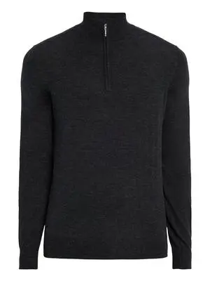 Neiman Marcus Cashmere And Silk Quarter-zip Pullover Sweater - Dark Grey