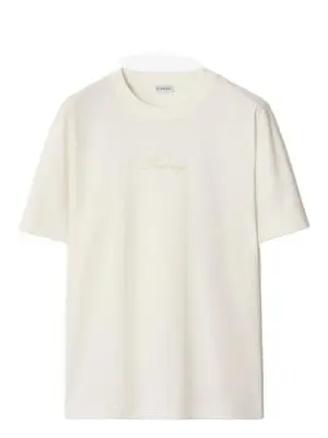 Burberry Check Cursive Logo Cotton T-shirt - Chalk White
