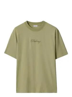 Burberry Check Cursive Logo Cotton T-shirt - Glade Green