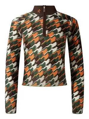 Perfect Moment La Tour Merino Wool 1/4-zip Sweater - Scratch-houndstooth