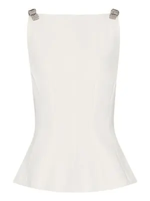 MILLY Ruby Cady Crystal Bow Sleeveless Top - Ecru