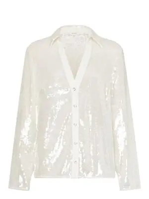 MILLY Rory Sequin Long Sleeve Blouse