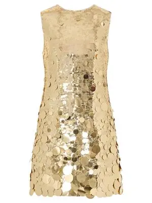 MILLY Ivette Cascading Paillette Mini Dress - Gold