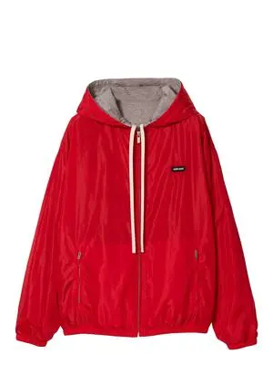 Miu Miu Reversible Technical Fabric And Jersey Blouson Jacket - Red/gray