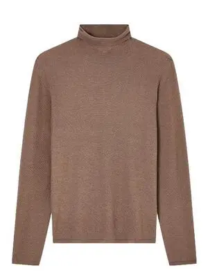 Giorgio Armani Virgin Wool, Silk, And Cashmere Mock-neck Jumper - Natural