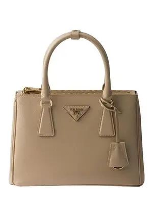 Prada Galleria Small Patent Saffiano Leather Bag Neutral