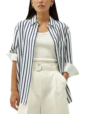 Lilysilk Striped Silk Twill Oversized Shirt - Palma Stripe