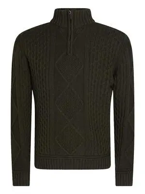 WE NORWEGIANS Geilo Cable-knit Merino Wool And Cashmere-blend Half-zip Sweater - Army Green