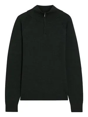 WE NORWEGIANS Geilo Merino Wool Half-Zip Sweater Dark Green