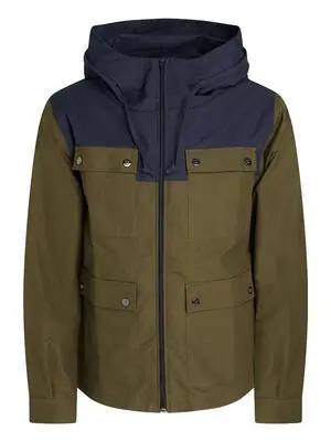 WE NORWEGIANS Lyngen Two-Tone Canvas Hooded Jacket Army Green