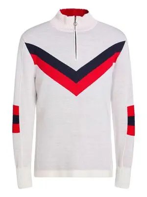 WE NORWEGIANS Hafjell Striped Merino Wool Half-zip Sweater - Off-white