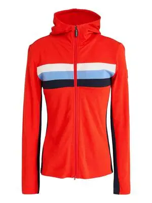 WE NORWEGIANS Striped Wool-blend Piqué Zip-up Hoodie - Tomato Red
