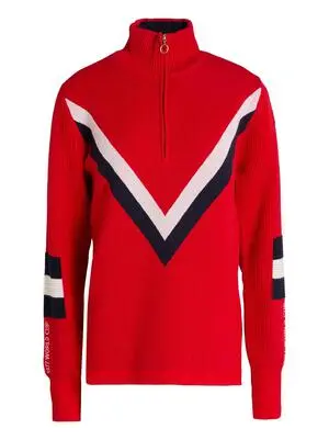 WE NORWEGIANS Striped Merino Wool Half-Zip Sweater