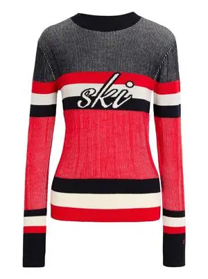 Perfect Moment Evie Ribbed Intarsia Merino Wool Sweater - Red