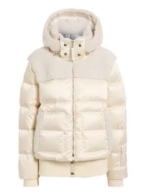 Bogner Quilted Down Ski Jacket With Shearling Panels - Cream