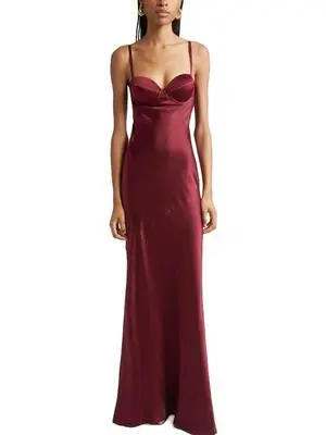 L'Agence Sayla Underwire Bias-cut Silk Gown - Dark Port