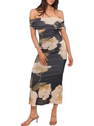PETAL & PUP Floral Off-the-shoulder Dress - Black Floral