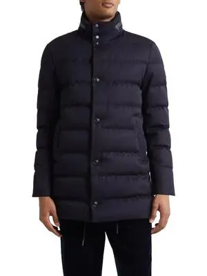 Moncler Vallonpierre Water Repellent Wool Parka - Dark Navy Blue