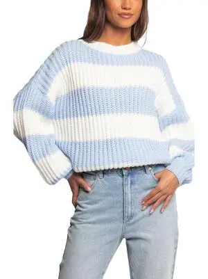 PETAL & PUP Courtney Stripe Chunky Sweater - Blue Cream