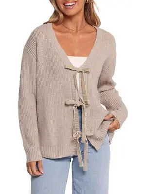 PETAL & PUP Tie-front Cardigan - Taupe