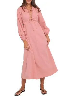PETAL & PUP Riven Long Sleeve Maxi Dress - Pink